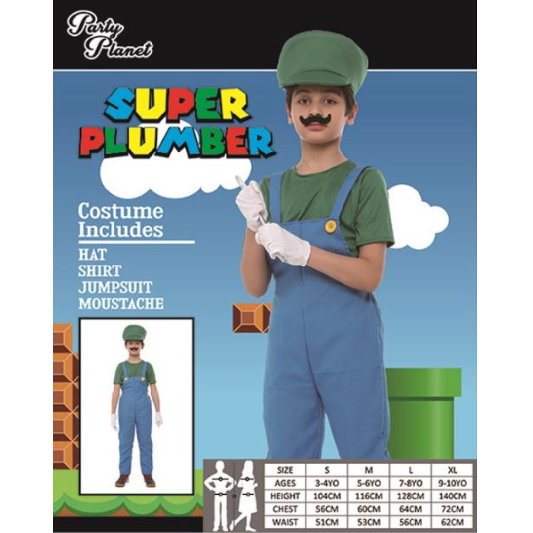 Costume Kids Plumber Green XLarge 9-10 yrs old