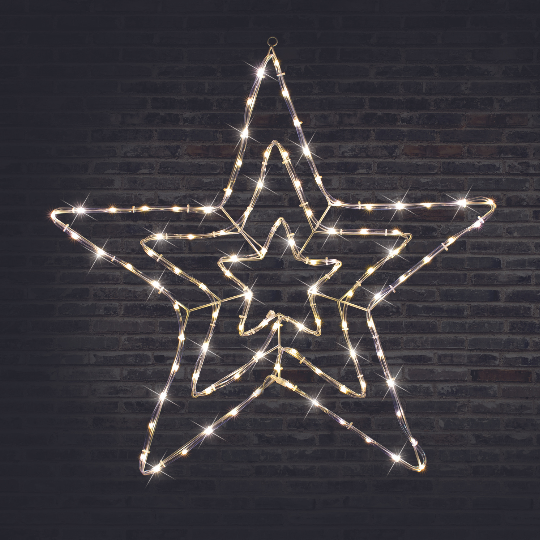 LED Silhouette Tube Light 3D Star Warm White 75x75cm / Festive Outdoor ...
