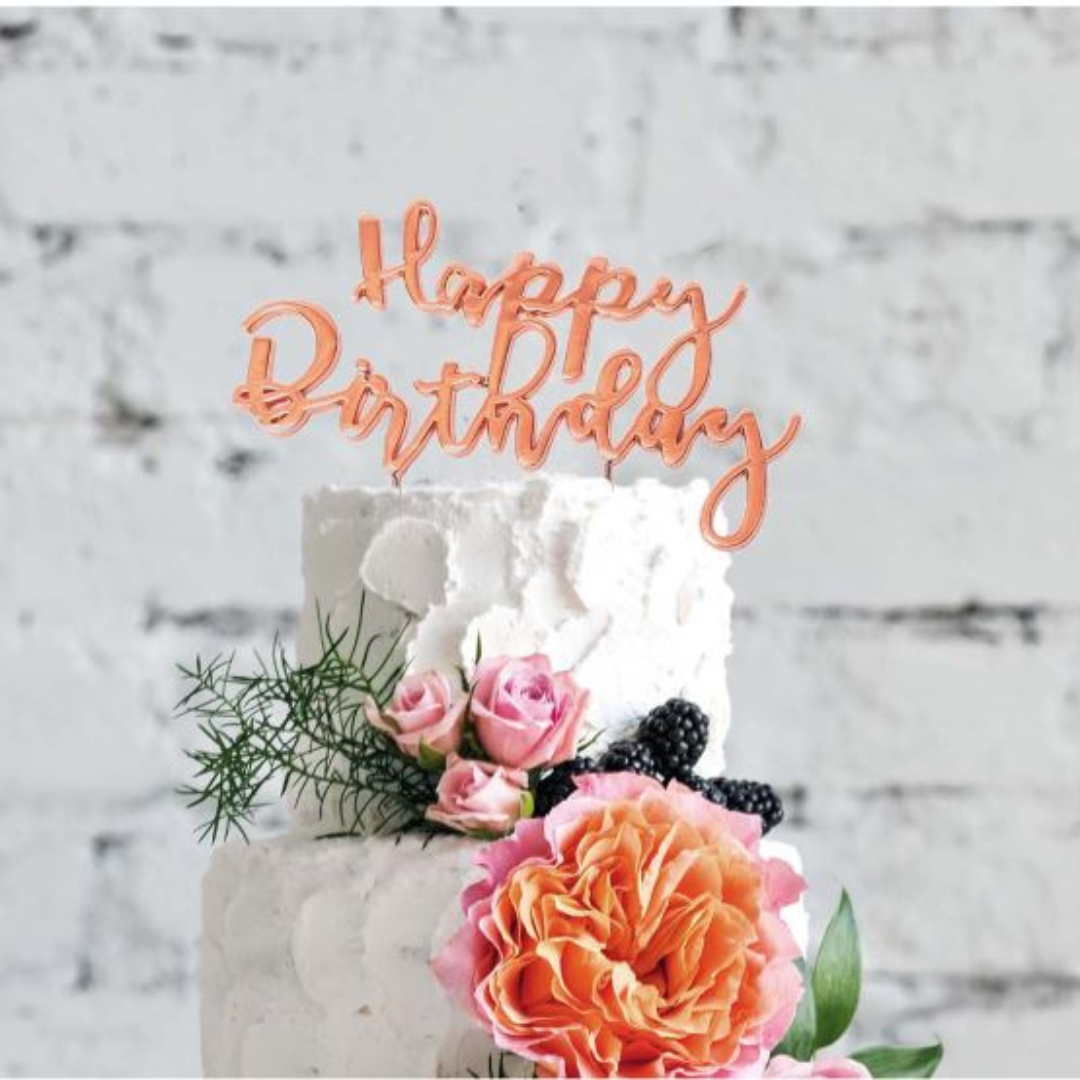 Rose Gold Plated Cake Topper - Happy Birthday — Ronis