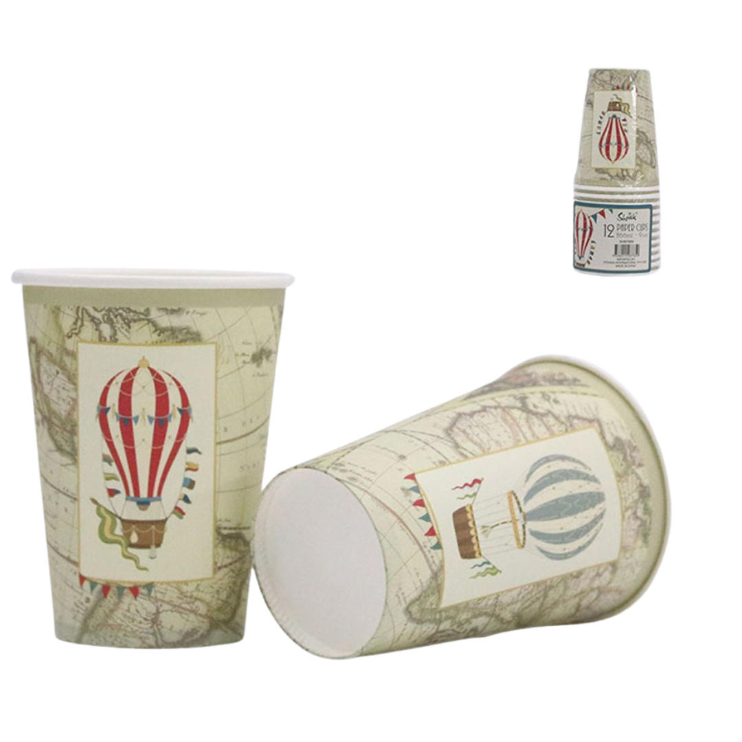 Vintage Hot Air Balloon Cups 266Ml Pk Of 12