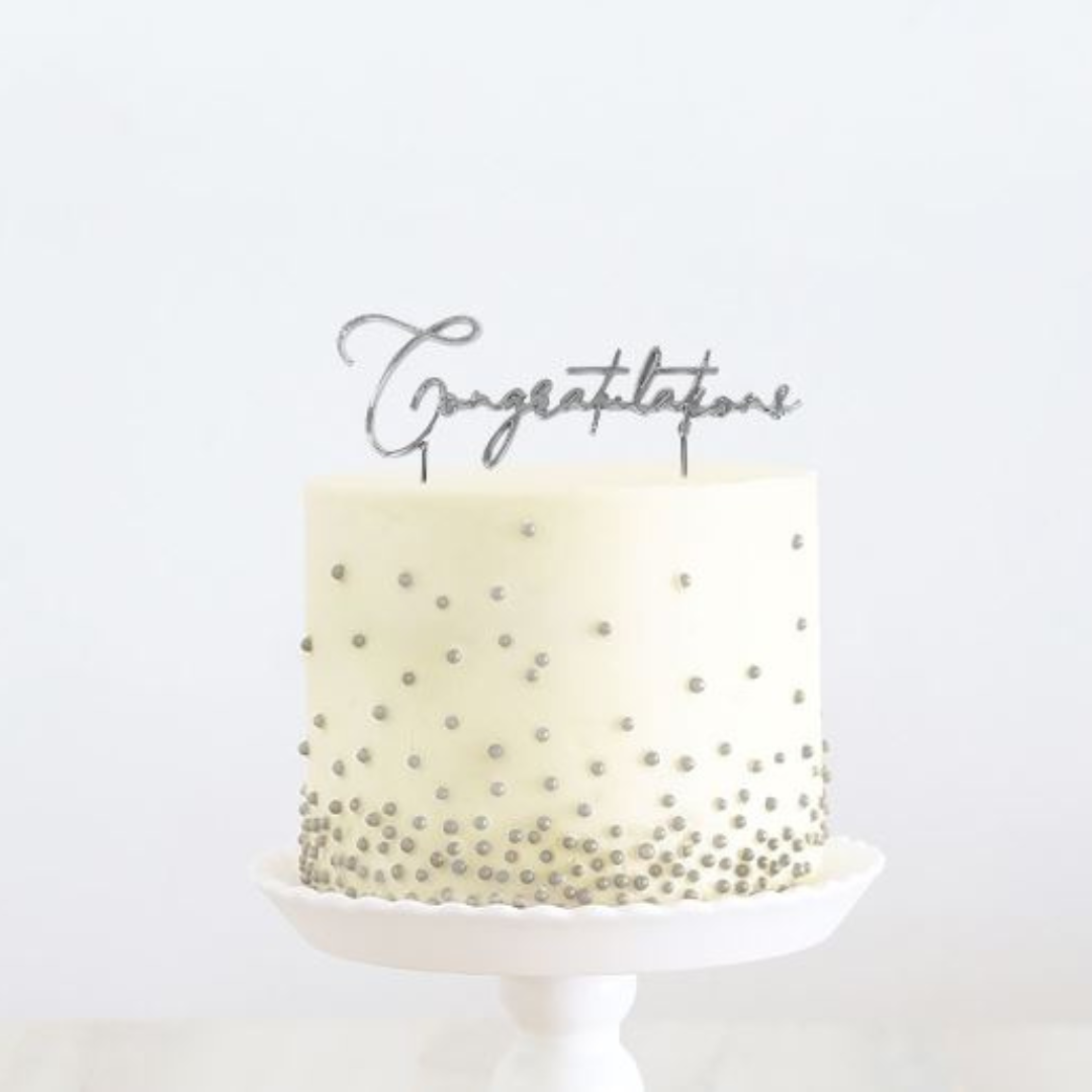Cake Topper Congratulations Cake Topper Silver Cake And Candle