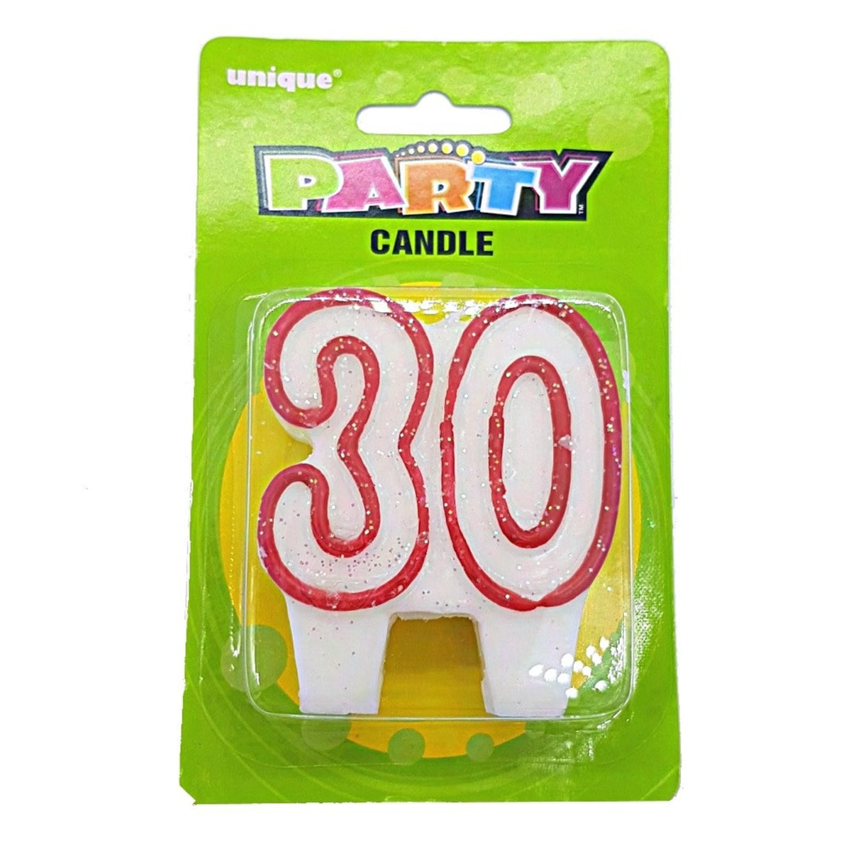 Glitter Candle Number 30 Red