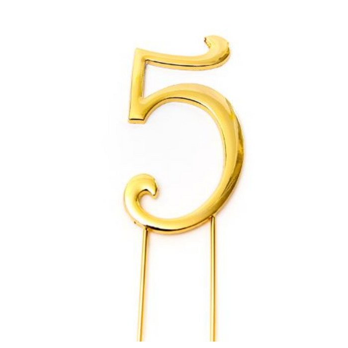 Gold Cake Topper (7Cm) - Number 5