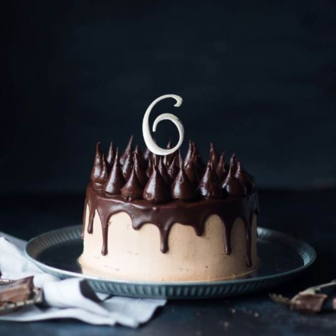 Silver Cake Topper (7Cm) - Number 6